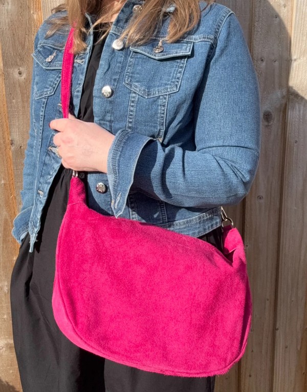 Raspberry Suede Large Crossbody Swing Bag – The Glorious Edit